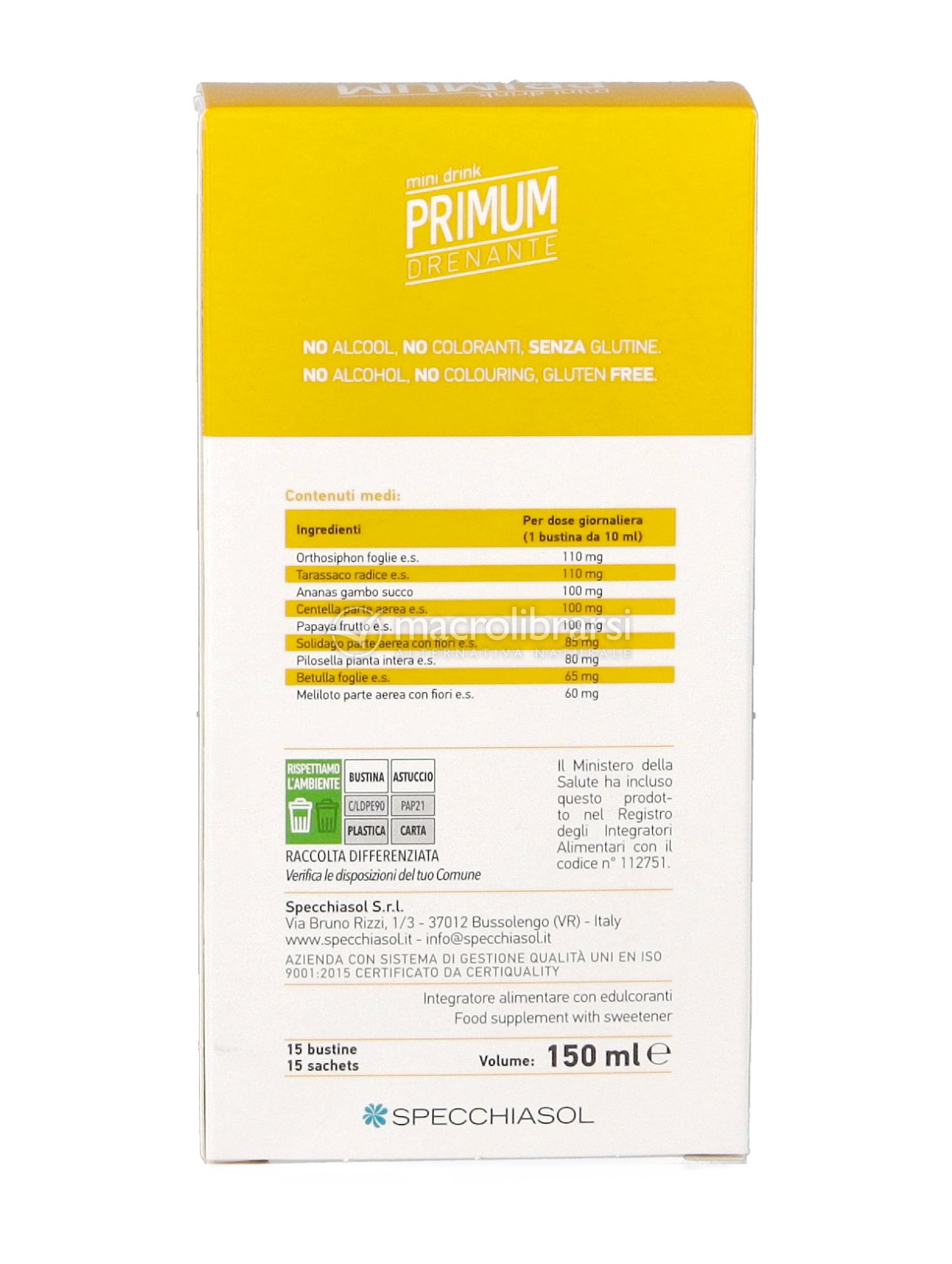 Primum Drenante - Mini Drink Concentrato in Bustine di Specchiasol ...