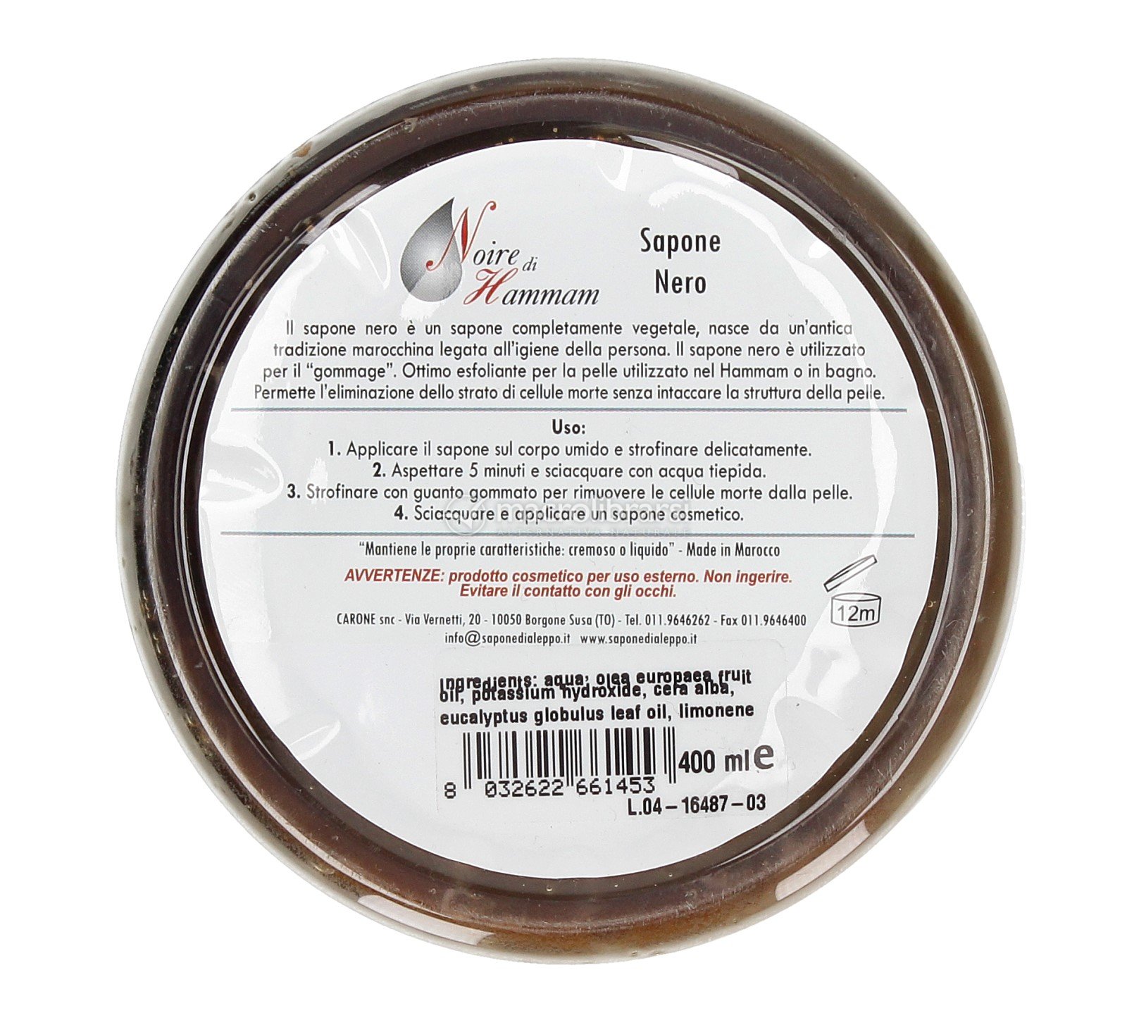 Sapone Nero Vegetale "Noire di Hammam" di Carone SNC - Macrolibrarsi.it